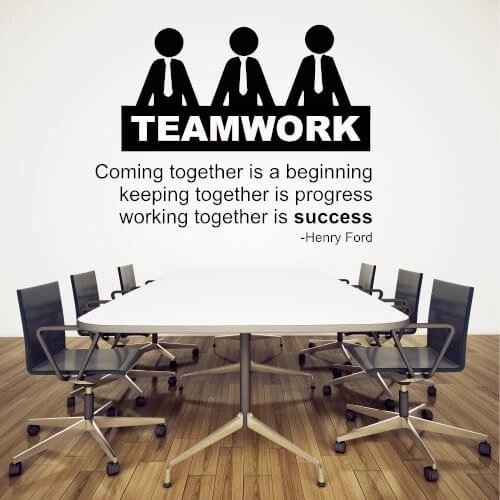 Teamwork - wallsitcker til kontoret med engelsk citat.